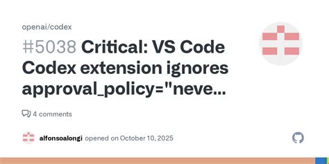 Critical Vs Code Codex Extension Ignores Approvalpolicynever And
