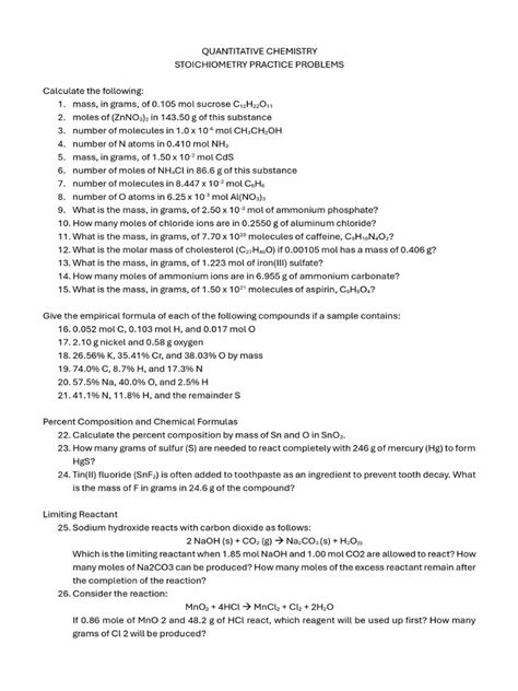 Stoichiometry Practice Problems Pdf