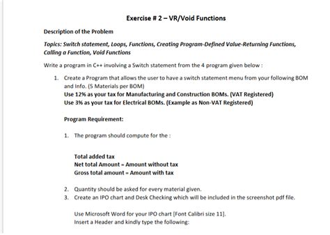 Solved Exercise 2 ﻿vrvoid Functionsdescription Of The