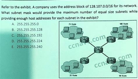 refer to the exhibit a company uses the address block of 128 107 0 0