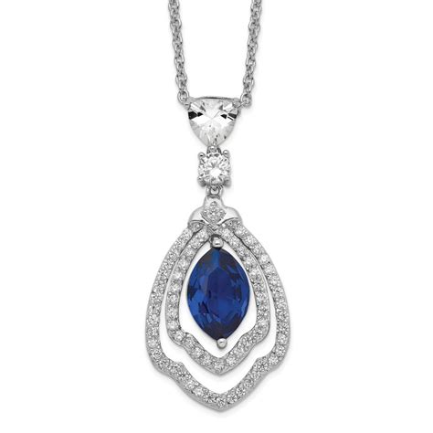 Cheryl M Sterling Silver Rhodium Plated Fancy Brilliant Cut Lab Created