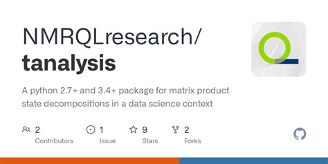 Github Nmrqlresearch Tanalysis A Python And Package For Matrix Product State