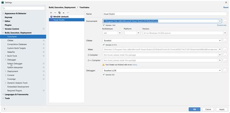 No Compiler Detected Configuring Visual Studio Toolchain Ides Support Intellij Platform