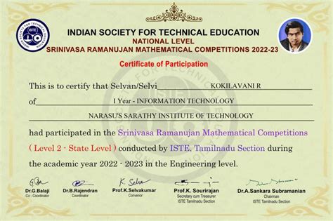 Kokila Vani On Linkedin Hey Coderrzzzzz I Proudly Share That I Participated In Mathematical