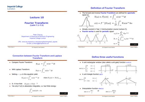 Fourier Transform Lecture Definitions And Properties