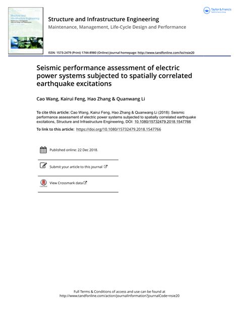 Pdf Seismic Performance Assessment Of Electric Power Systems Subjected To Spatially Correlated