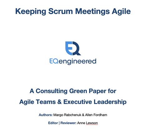 Keeping Scrum Meetings Agile By Margo Rabchenuk And Allen Fordham