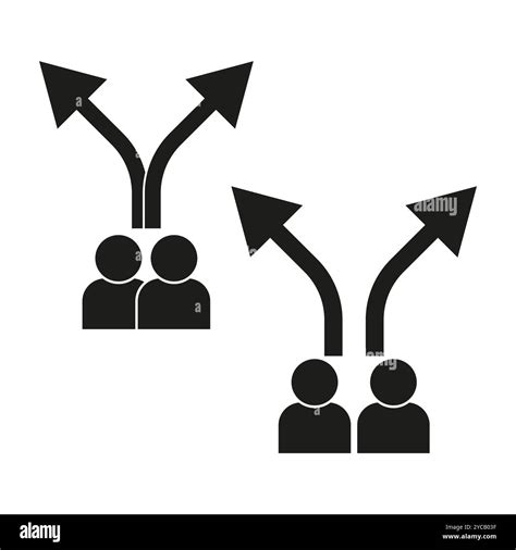 Two Groups Of People Under Diverging Arrows Symbolizing Life Or Career