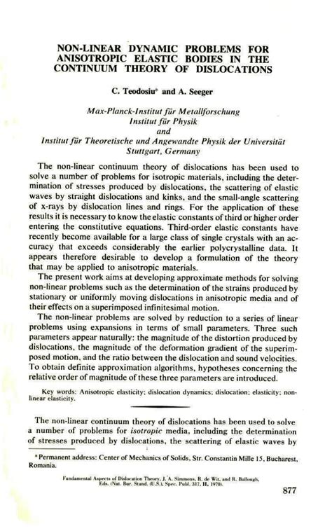 Pdf Non Linear Dynamic Problems For Anisotropic Elastic Bodies In The Continuum Theory Of