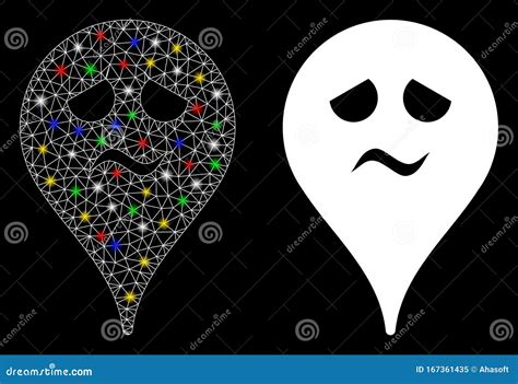 Flare Mesh 2d Trouble Smiley Map Marker Icon With Flare Spots Stock Vector Illustration Of