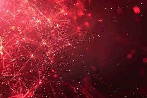 Abstract Red Polygon Tech Network With Connected Technology Background Abstract Dots And Lines