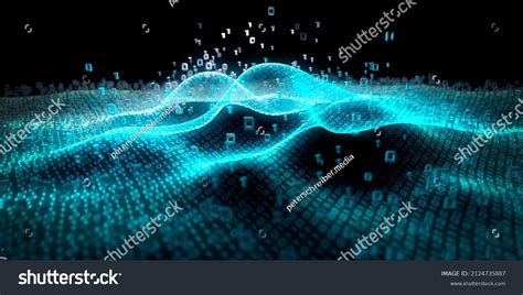 Interference Waves Digital Binary Code Structure Stock Illustration