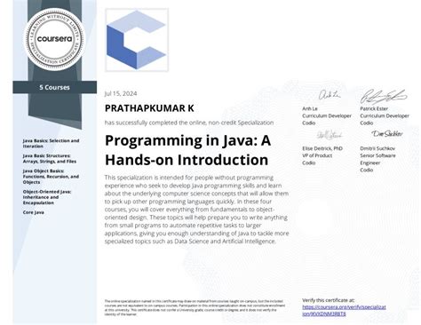 Prathapkumar K On Linkedin Java Coursera Learning Programming Softwaredevelopment Automation
