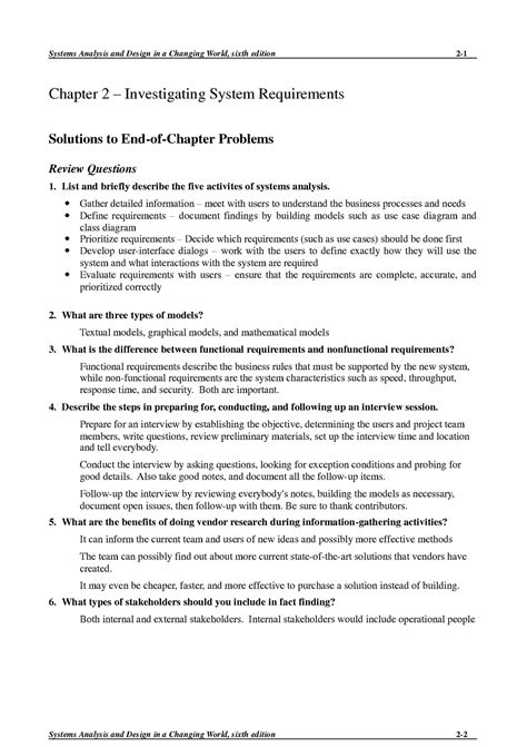 Solutions Chap02 System Analysis Chapter 2 Investigating System Requirements Solutions To