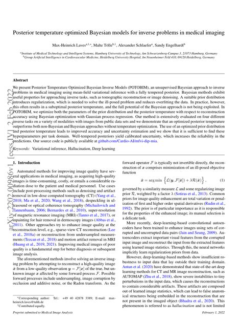 Pdf Posterior Temperature Optimized Bayesian Models For Inverse Problems In Medical Imaging