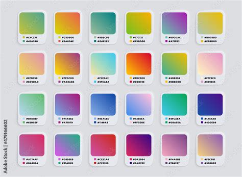 Multicolored Gradient Pallet Catalog Samples Trendy Set Of Colorful Gradients Vector