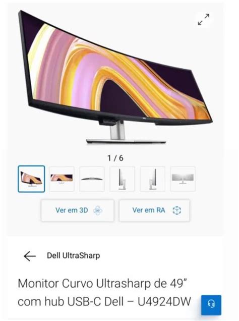 Monitor Curvo Dell Ultrasharp 49 Com Hub Usb C Monitores Eldorado