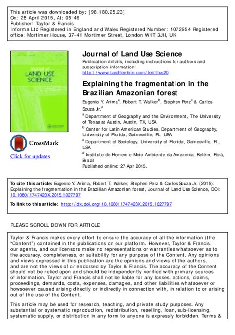 Pdf Explaining The Fragmentation In The Brazilian Amazonian Forest