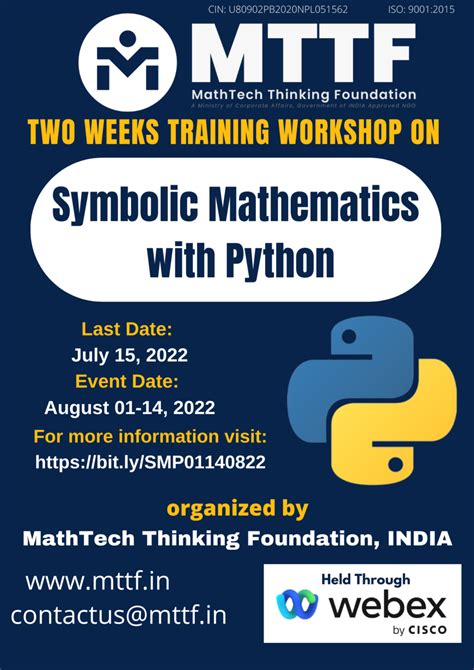 Two Weeks Training Workshop On Symbolic Mathematics With Python An Emerging Tool For Science