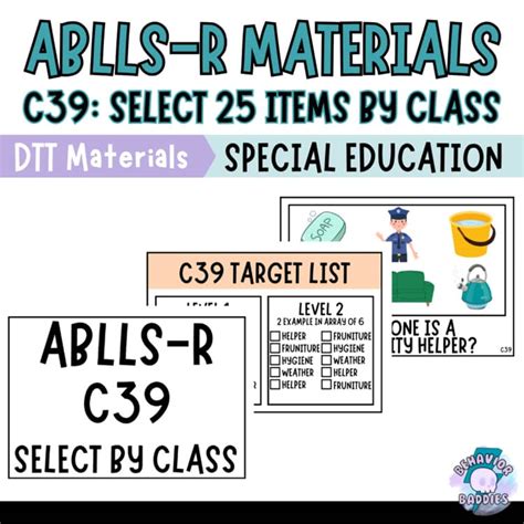 Ablls R C39 Select 25 Items By Class Discrete Trial Training Dtt