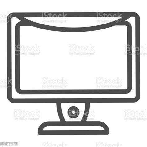 라인 아이콘을 모니터링합니다 데스크톱 컴퓨터 화면 장치 기호 흰색 배경에 윤곽 스타일 그림 모바일 개념 및 웹 디자인에 대한 기술 서명 벡터 그래픽 0명에 대한 스톡 벡터