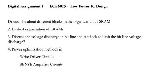 Solved Digital Assignment 1 Ece6025 Low Power Ic Design