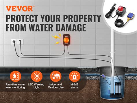 Vevor Sump Pump Alarm With 16 4ft Level Float Switch Loud Alarm Led Indicator Vevor Us