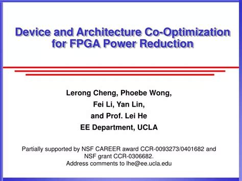 Ppt Device And Architecture Co Optimization For Fpga Power Reduction