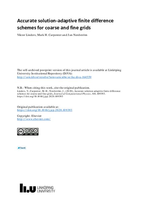 Pdf Accurate Solution Adaptive Finite Difference Schemes For Coarse And Fine Grids