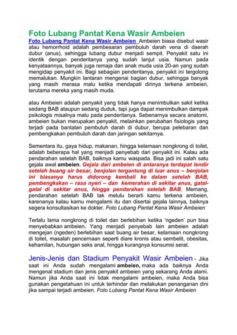 Foto Lubang Pantat Kena Wasir Ambeien Pdf