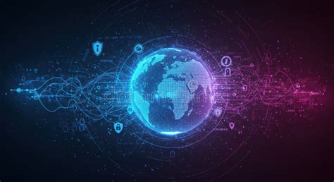 A Vibrant Digital Depiction Of Global Data Security And Interconnected Digital Networks Stock