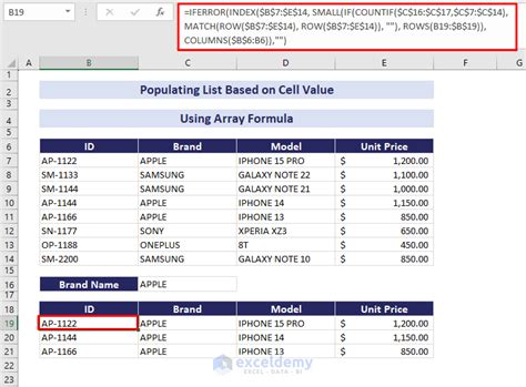 How To Populate List Based On Cell Value In Excel 8 Methods