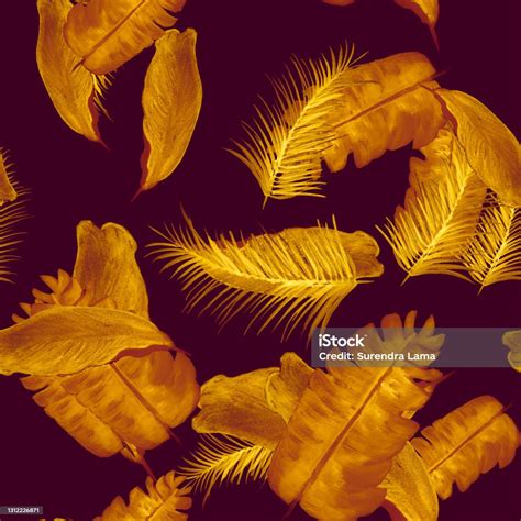 황금 열대 질감 가을 원활한 예술 보라색 패턴 식물 노란 바나나 잎 보라색 정원 이국적인 베이지 색 그리기 히비스커스 장식 히비스커스 0명에 대한 스톡 벡터 아트 및 기타