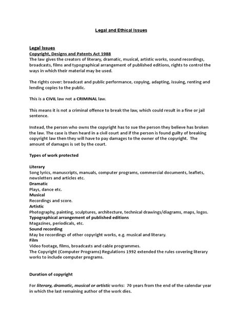 Legalandethical Issues In Film Pdf Defamation Intellectual Property