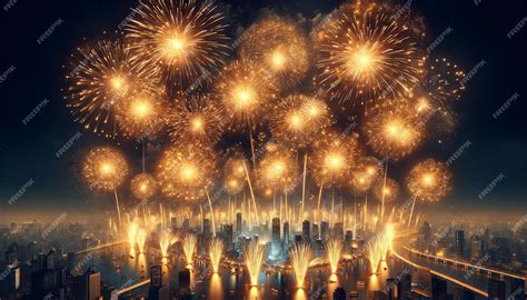 Premium Photo Spectacular Scene Of Golden Fireworks Exploding In The