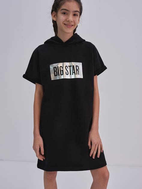 Подростковое платье-худи для девочки Big Star Rossie 140 см Черное ...
