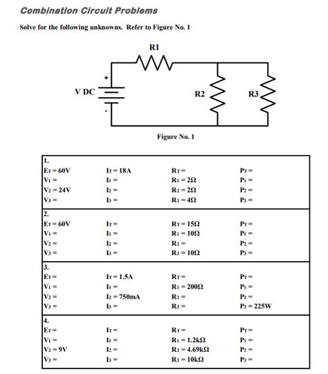 Solved Combination Circuit Problems Solve For The Following Chegg Com