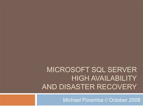 Sql Server High Availability And Disaster Recovery Ppt