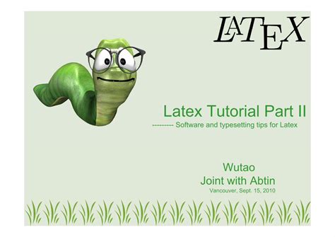Pdf Latex Tutorial Part Ii University Of British Columbiagsasites