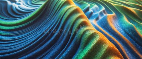 Abstract Colorful Sand Waves Blue Green And Orange Gradient Texture Landscape Stock Image