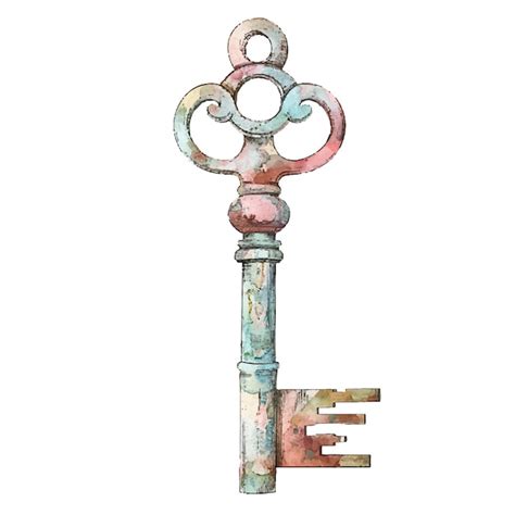 Vintage Key Vector Illustration In Watercolor Style Premium Ai Generated Vector