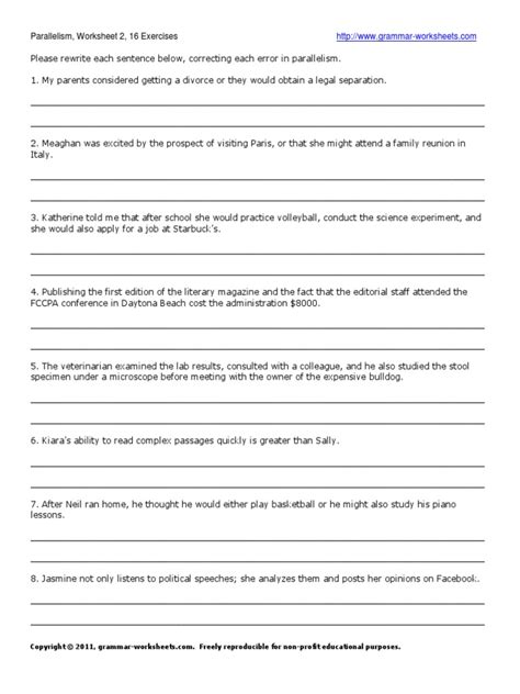 Parallelism PDF Worksheets Library