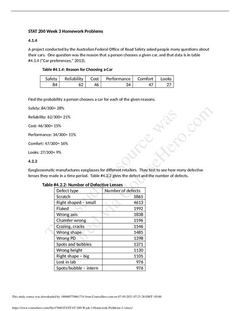 Stat 200 Week 3 Homework Problems Scholarfriends