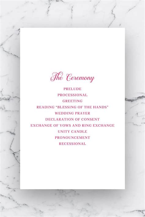 WEDDING CEREMONY PROGRAM THE MARY Chelsey Huff Design Wedding