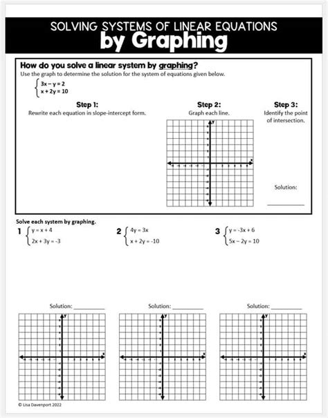 Solving Linear Systems By Graphing Algebra 1 Binder Notes By Lisa Davenport