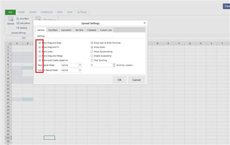 Update Settings In Spread Settings Tab And Sheet Settings Tab Spreadjs Spreadjs Mescius Forums