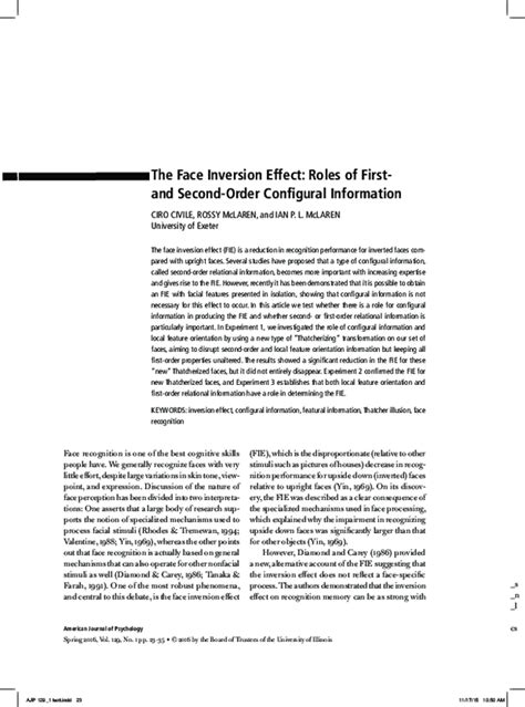 Pdf The Face Inversion Effect Roles Of First And Second Order