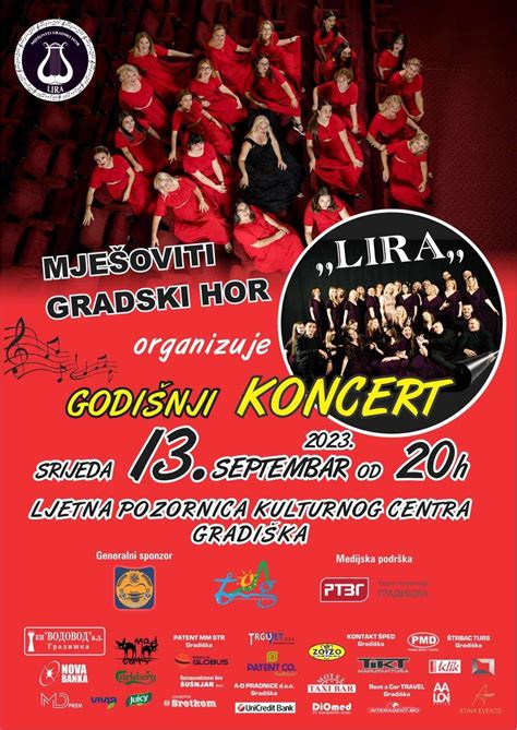 Годишњи концерт Мјешовитог градског хора „ЛИРА“ ЈУ Културни центар Градишка