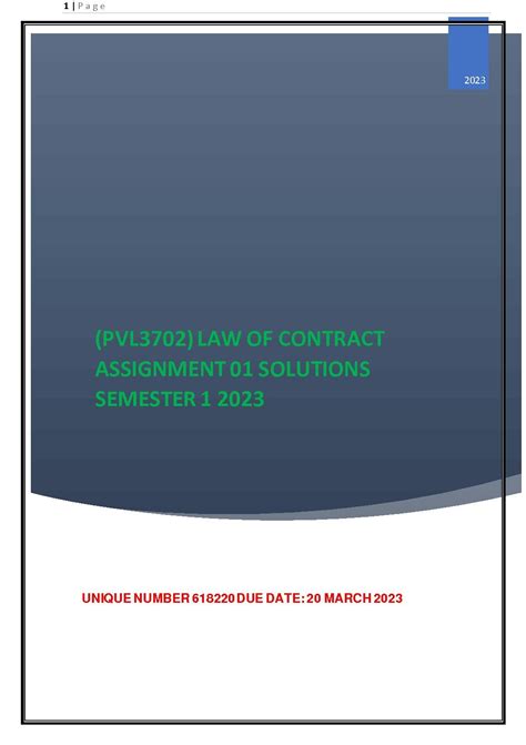 Pvl3702 Assignment 1 Memo First Semester 2023pass Guaranteed To Be