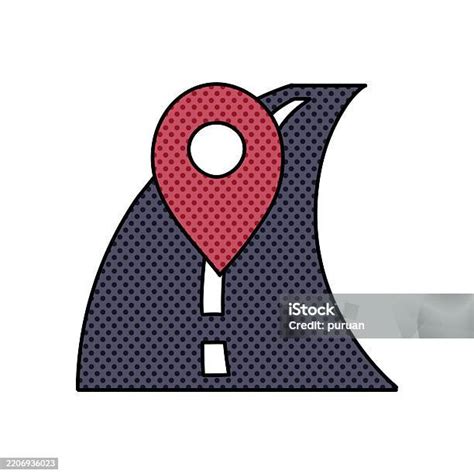 지도 핀 도로 하프 톤 손으로 그린 컬러 벡터 일러스트 레이 션 개념에 대한 스톡 벡터 아트 및 기타 이미지 개념 거리 검색 Istock